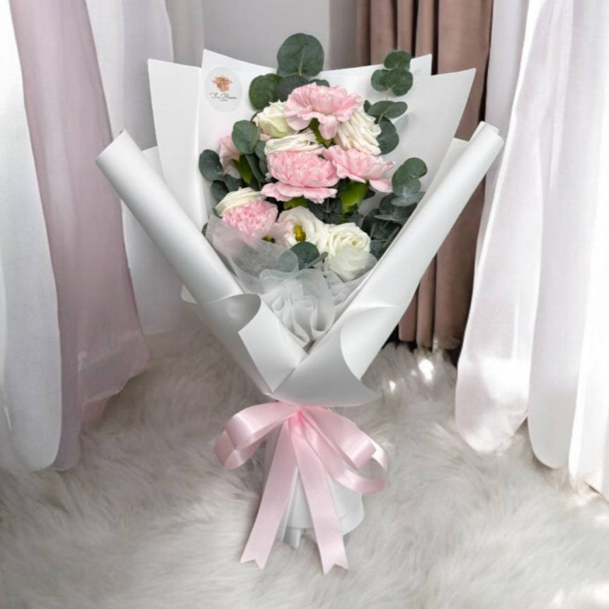 Fresh Carnations Eustoma Bouquet – Fu Bloom Flowers