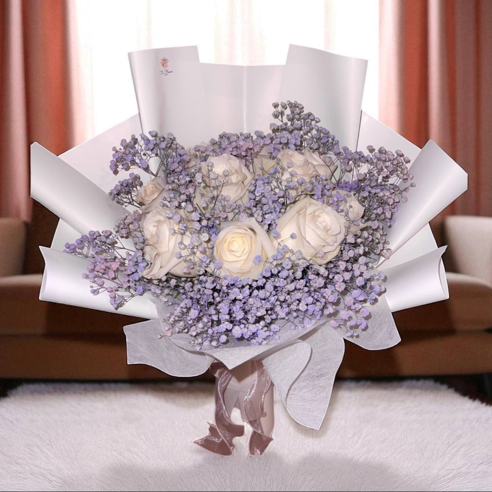 Premium Ecuador Roses & Baby's Breath Bouquet – Fu Bloom Flowers