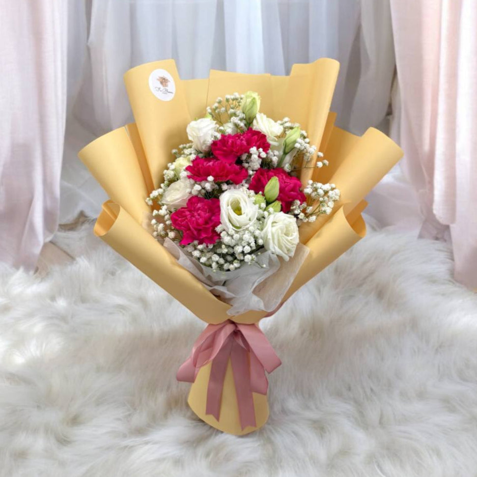 Fresh Carnations Eustoma & Baby's Breath Bouquet – Fu Bloom Flowers